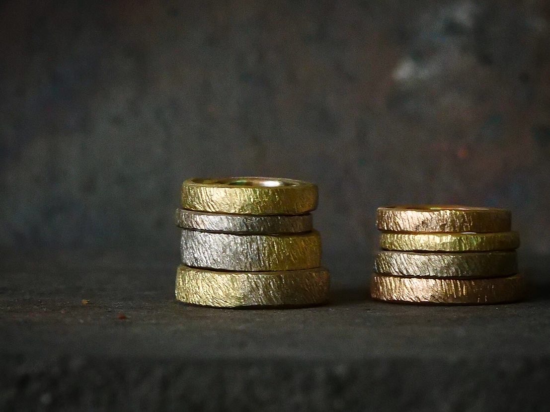 K18 つや消し打ち込みリング | Belluria